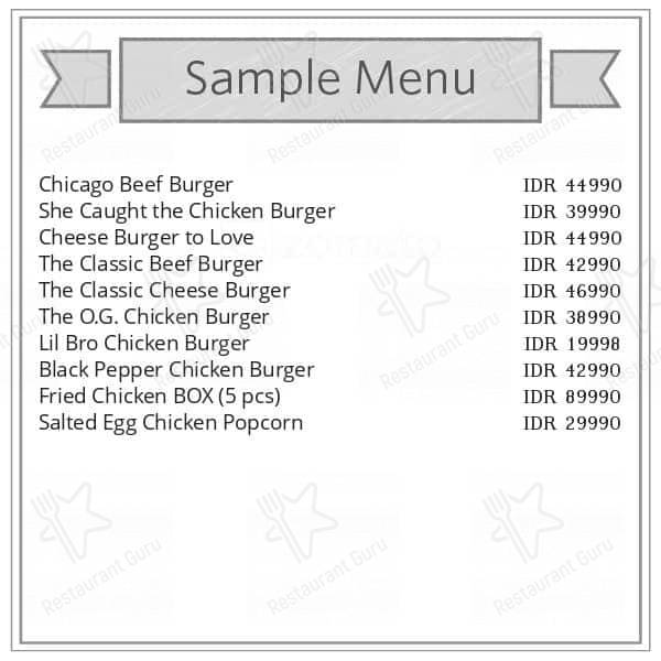 Menu at Burger Bros, Jakarta