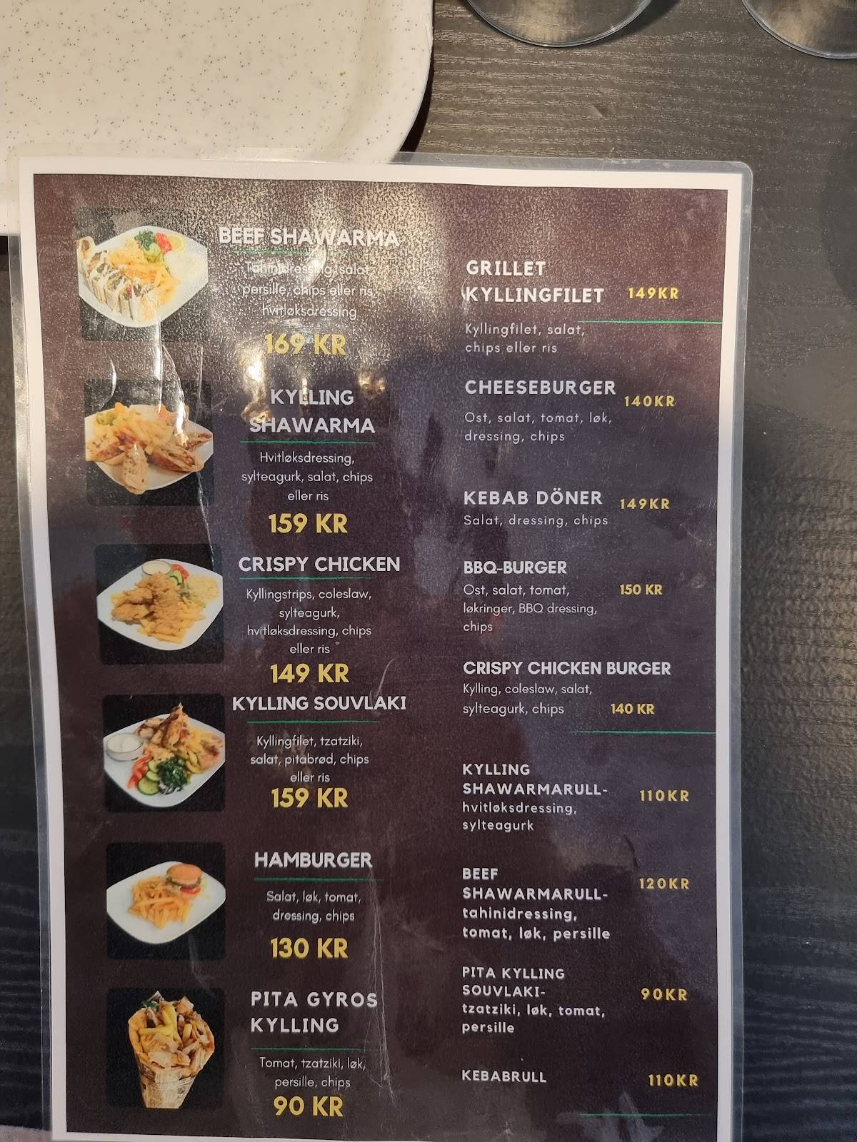 Menu at Bustani Restaurant, Lillestrøm