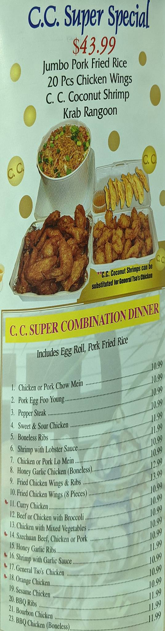 Menu at C C Chinese Cooking restaurant, Pembroke Pines