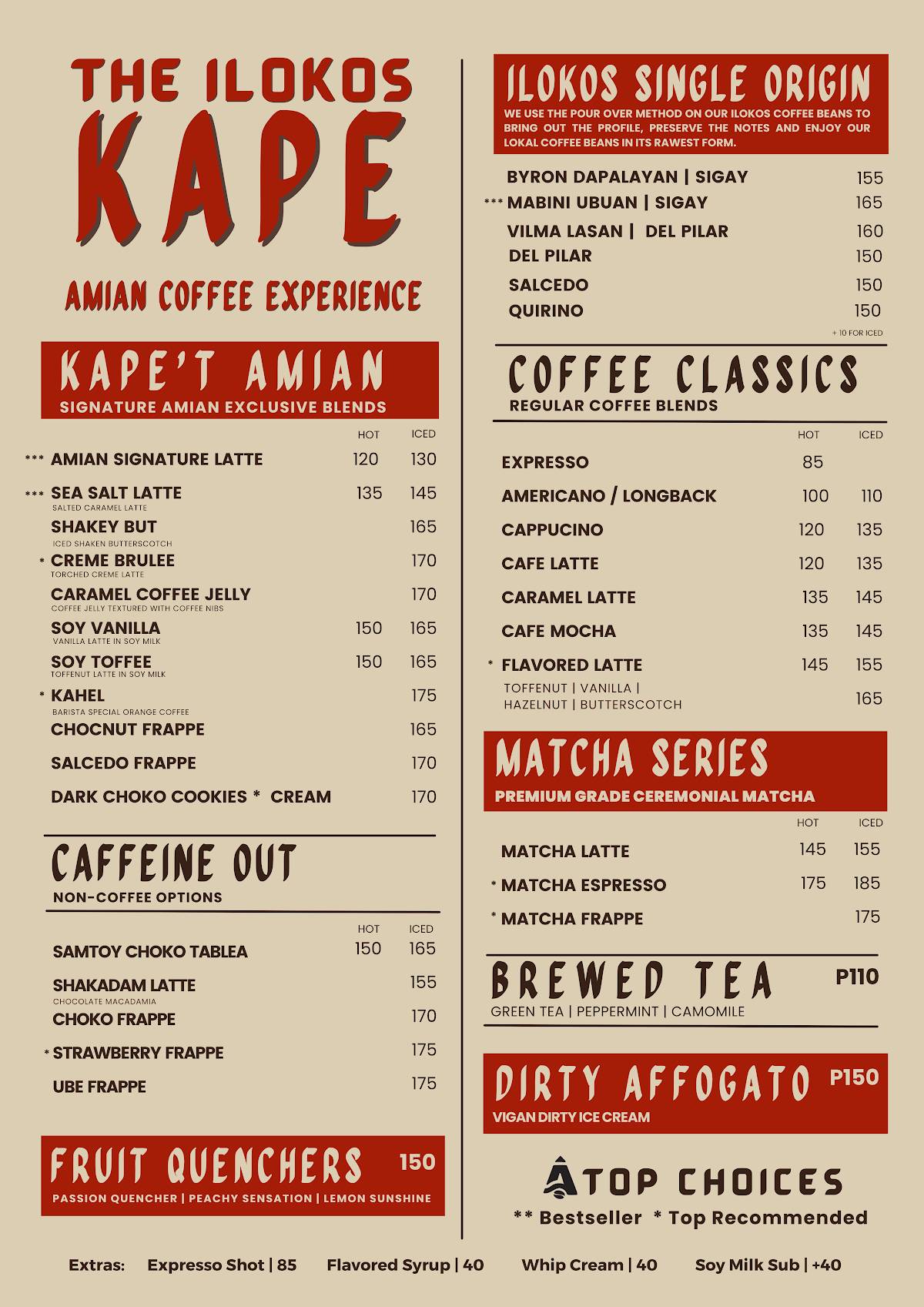 Menu at CAFE AMIAN - Vigan, Vigan City