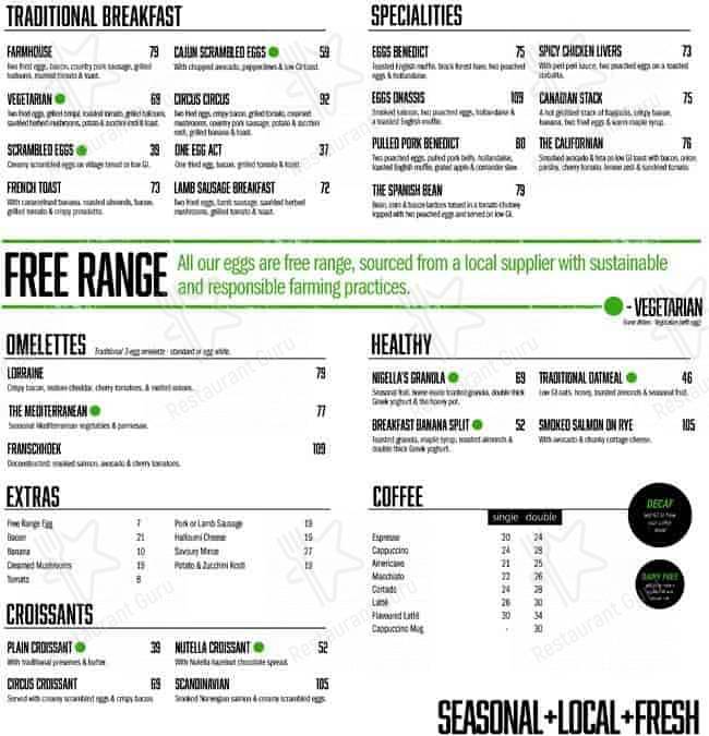 Menu at Circus Circus Gateway restaurant, Durban North, Shop G020