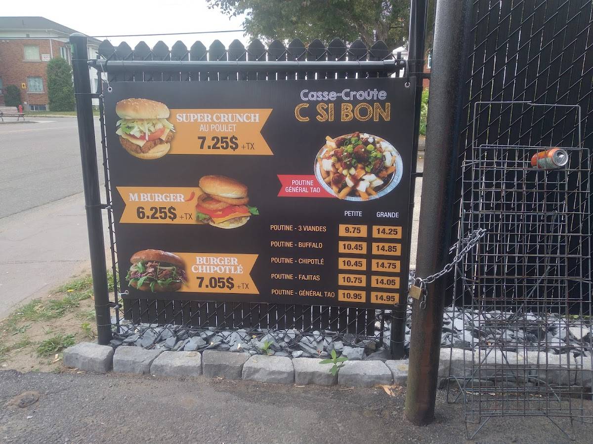 Menu au Restaurant C'Si Bon, Shawinigan