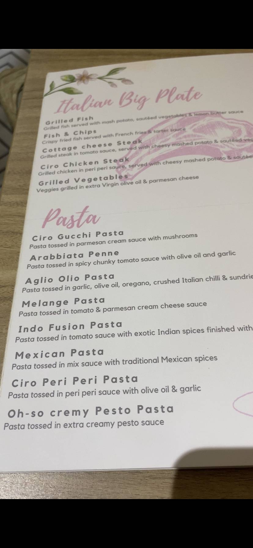 Menu at Café Ciro, Noida