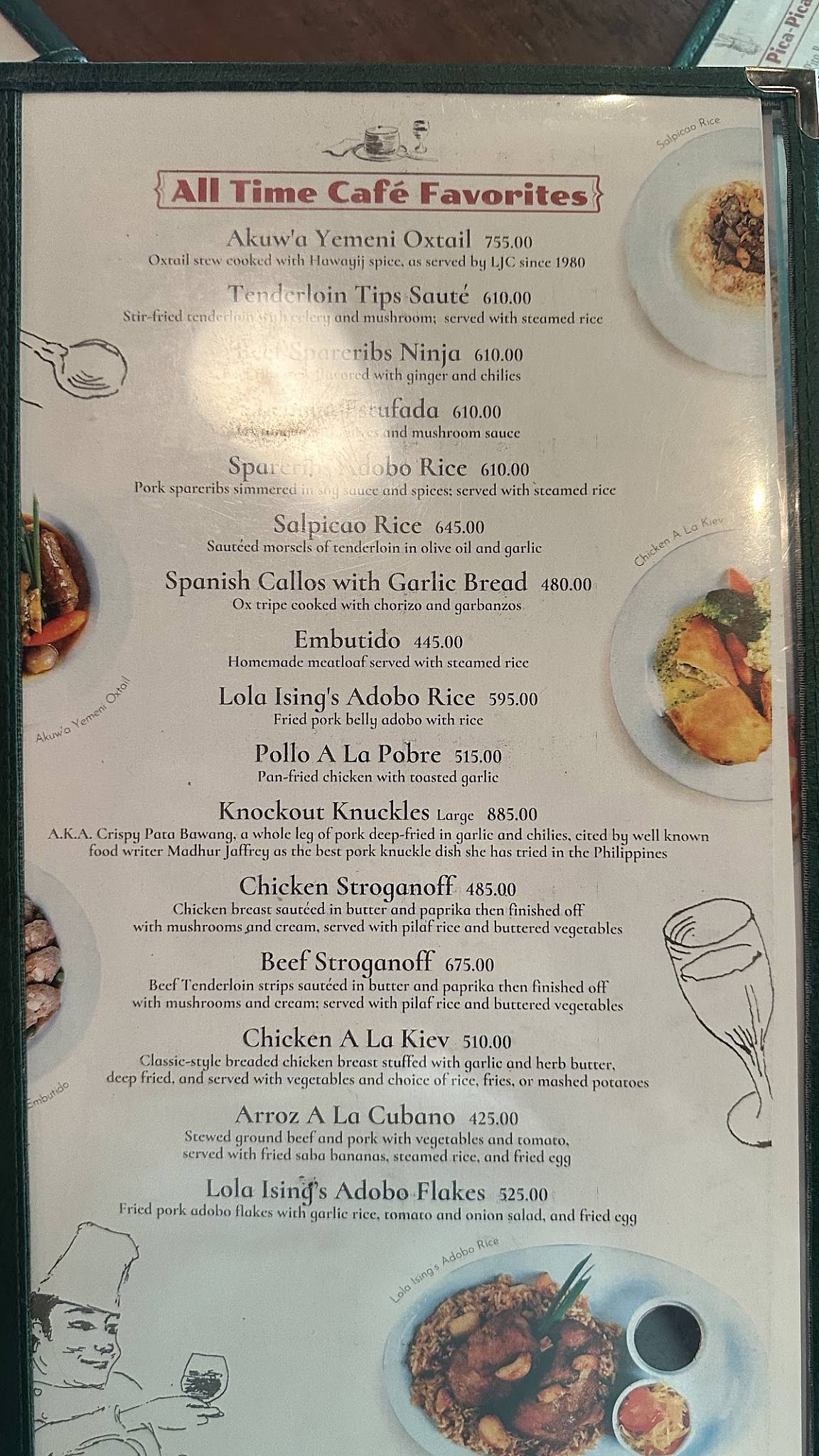 Menu at Cafe Adriatico, Manila, Adriatico St