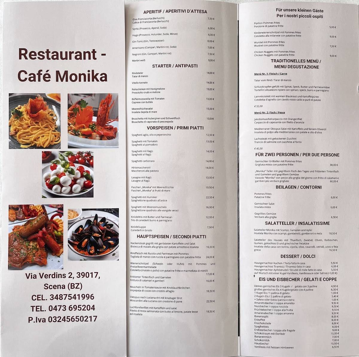 Speisekarte von Restaurant Cafe Monika, Schenna