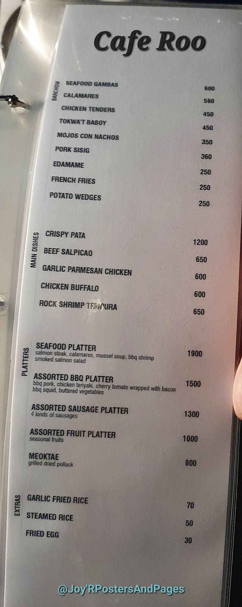 Menu at Cafe Roo Malate - Premium Rooftop Cafe, Manila