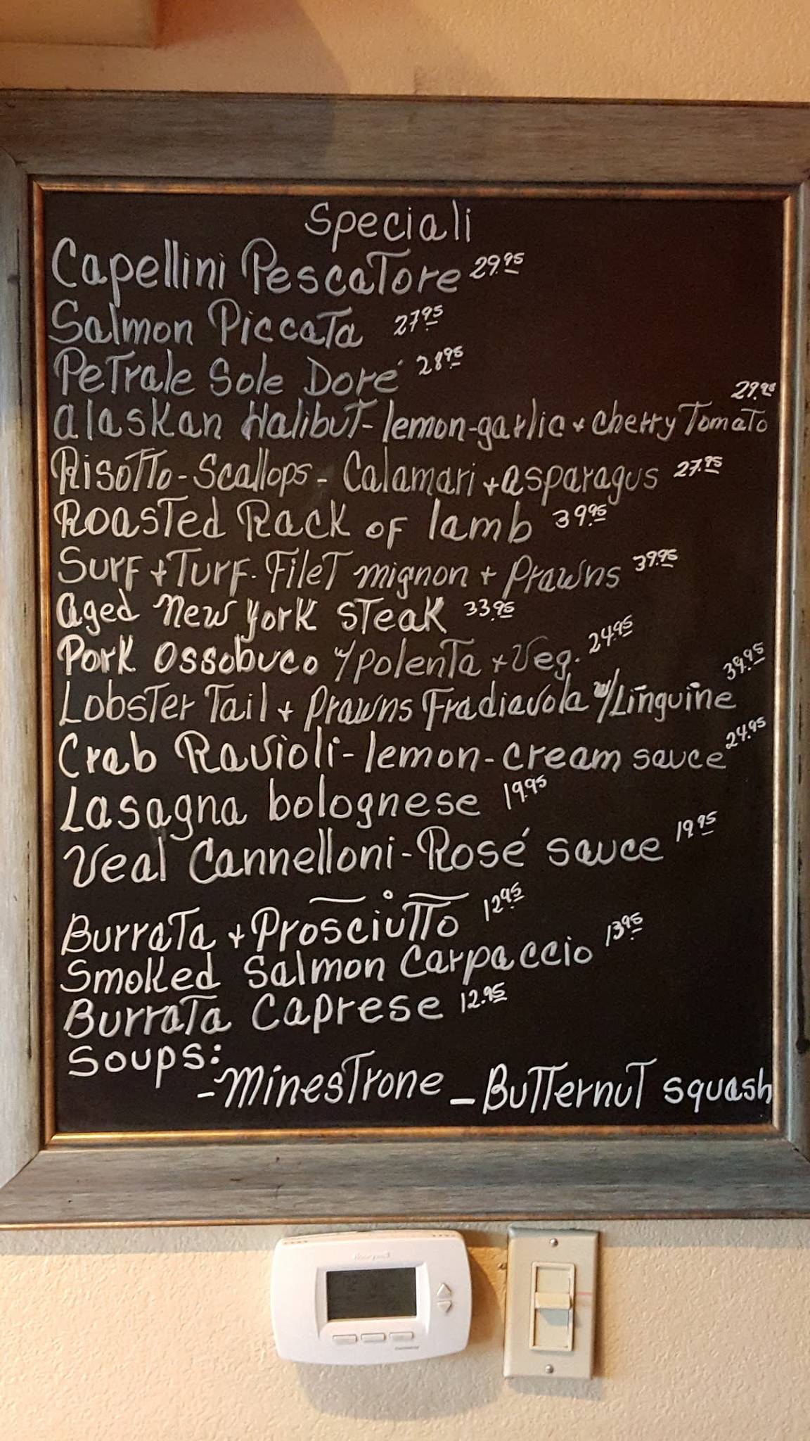 Menu at Caffe Giostra restaurant, Petaluma, N McDowell Blvd