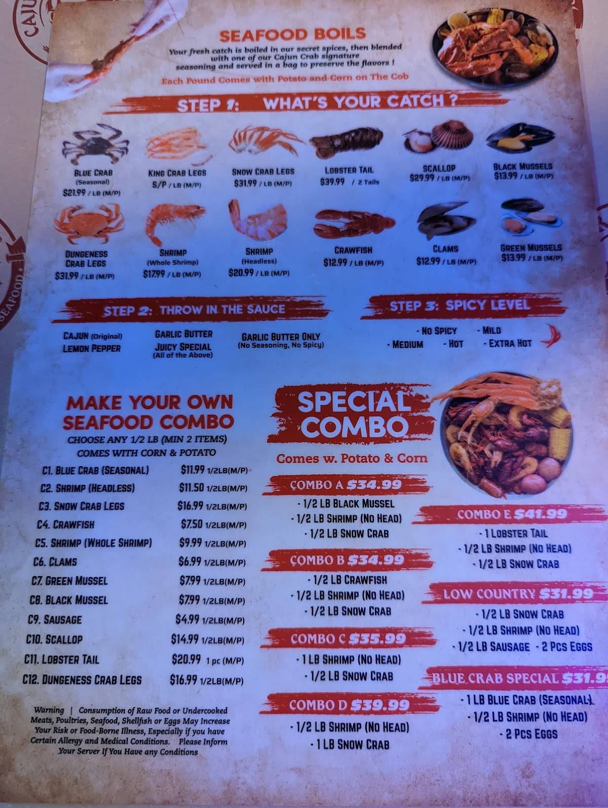 Menu at Cajun Crab Juicy Seafood & Bar, Tamarac