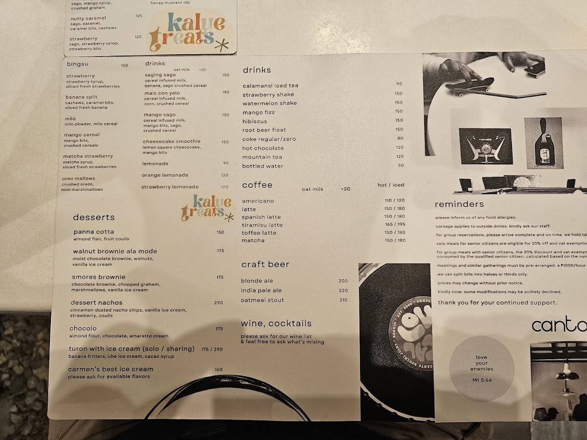 Menu at Canto restaurant, Baguio, 25 Kisad Rd