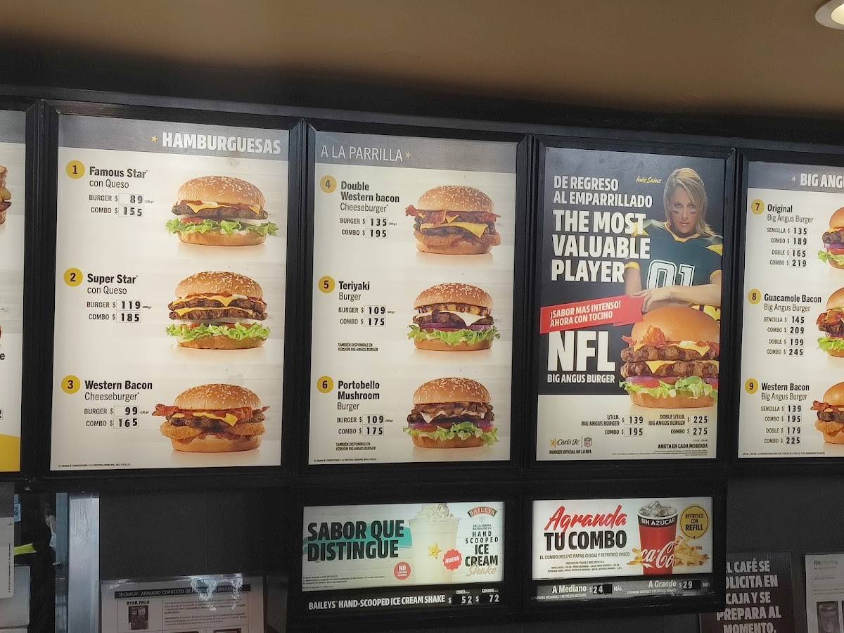 Carta del restaurante Carl's Jr., Monterrey, Av. Gonzalitos Sur No. 501
