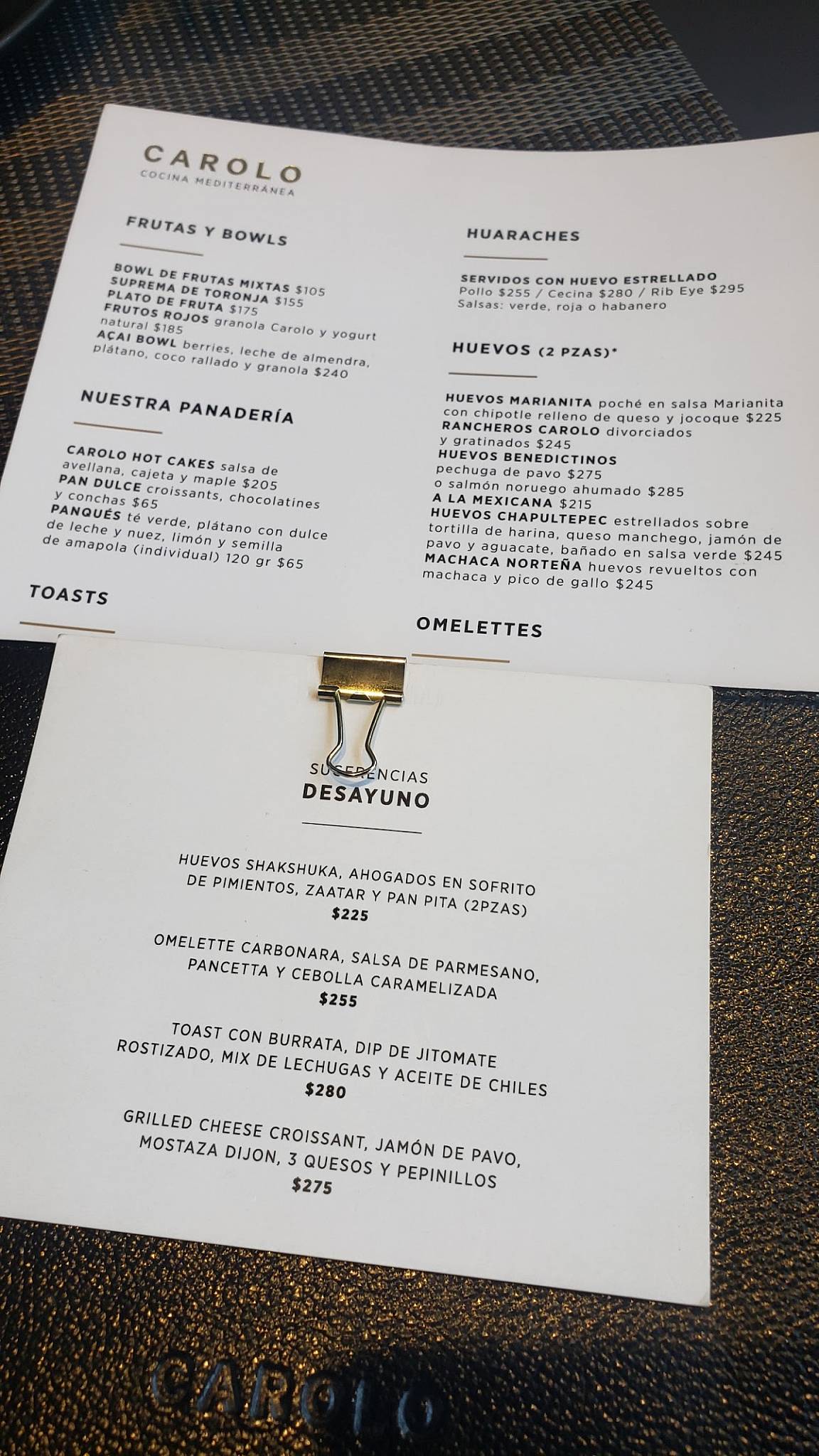 Carta del restaurante Carolo Plaza Carso, Ciudad del México, C. Lago ...