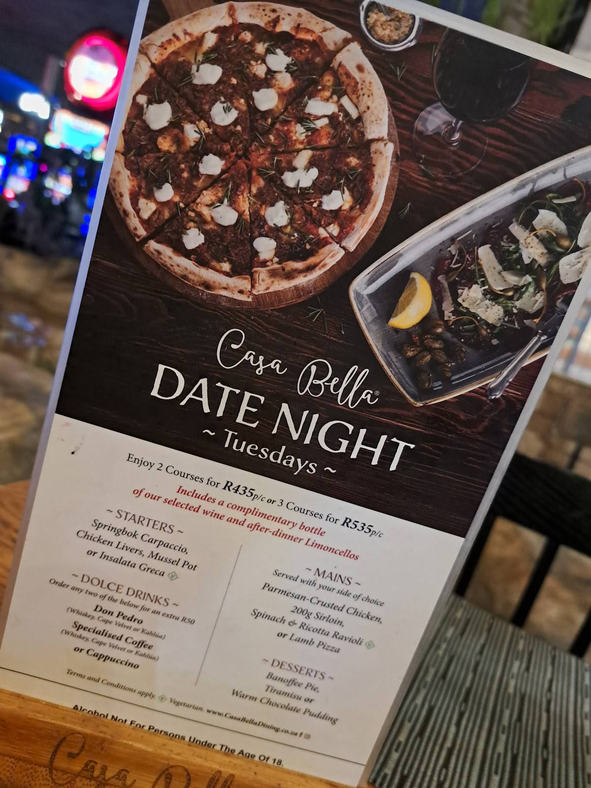 Menu at Casa Bella Montecasino restaurant, Randburg, Shop 58