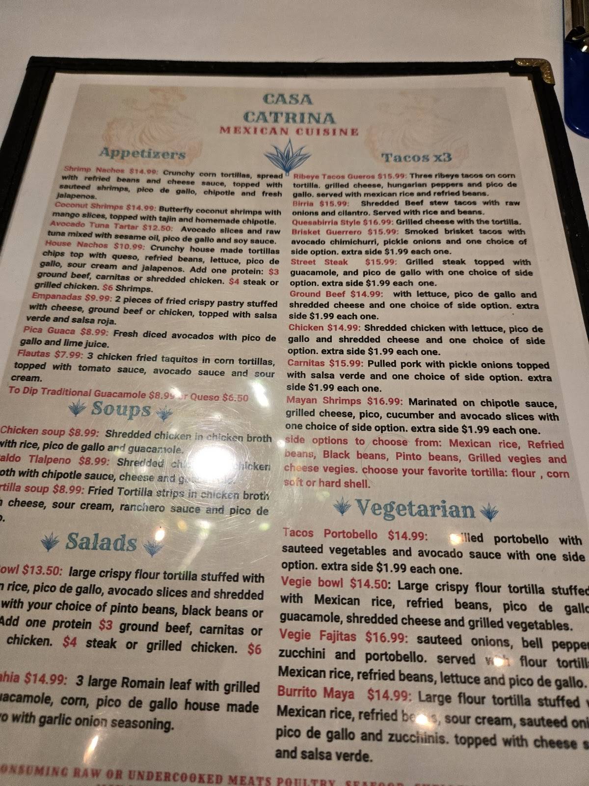 Menu at Casa Catrina Mexican Restaurant, Macungie
