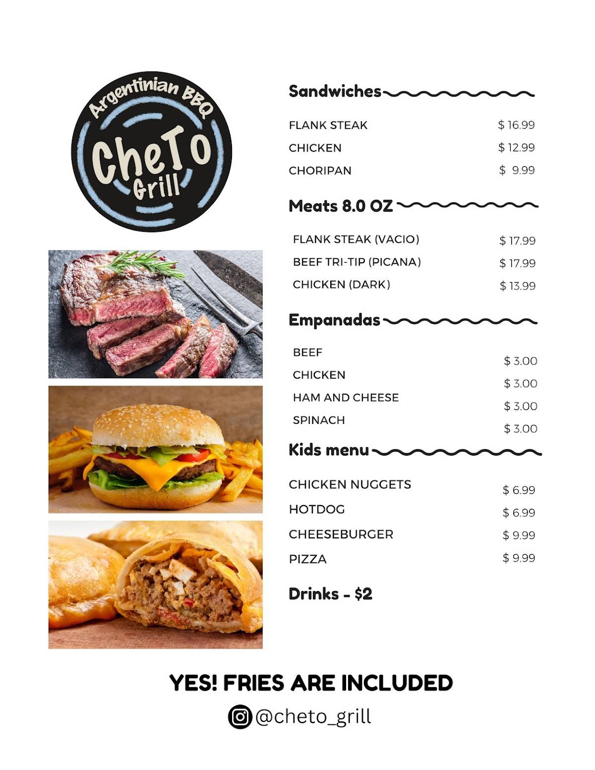Menu at CheTo Grill restaurant, Homestead
