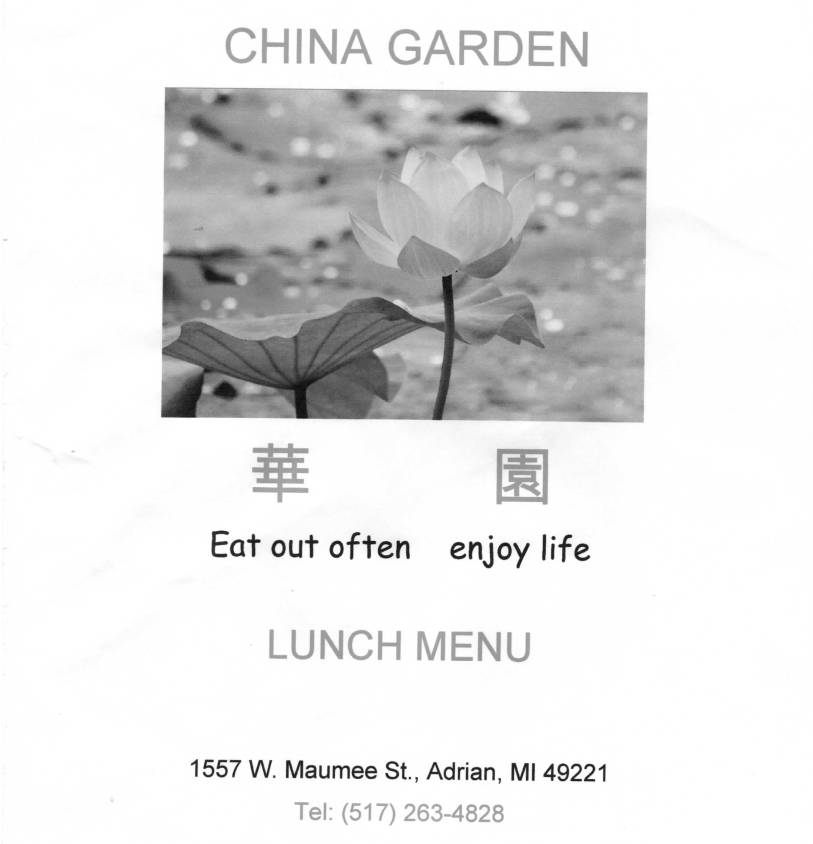 China Garden Restaurant Adrian Menu
