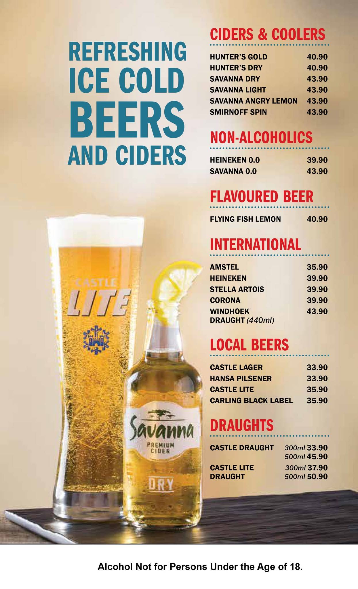 Menu at Choctaw Spur restaurant, Kimberley