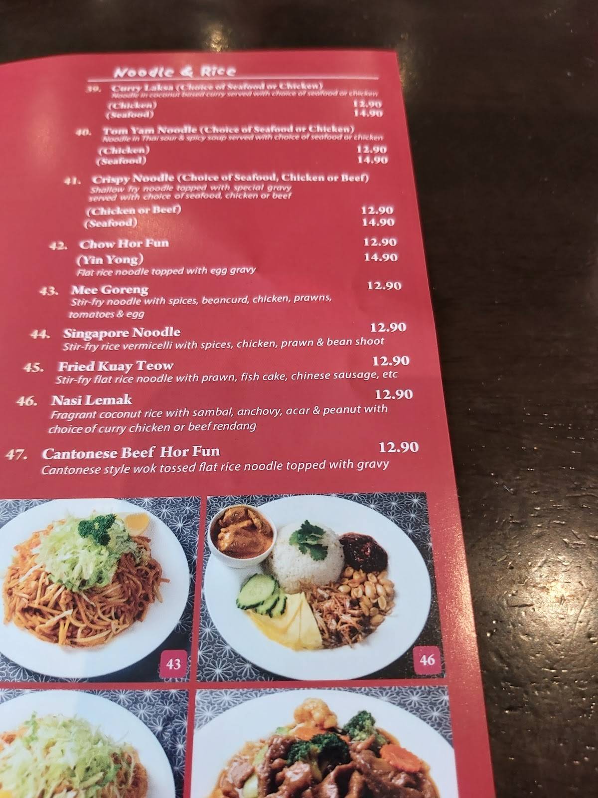 Menu at Cinta Raya Restaurant, Scoresby