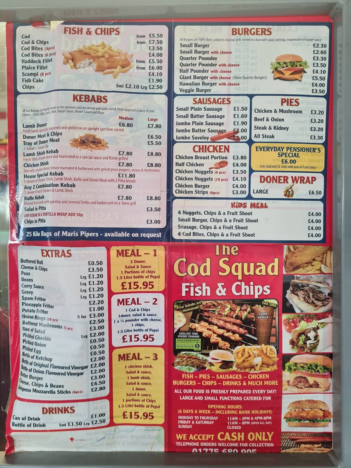 Menu at Cod Squad restaurant, Spalding
