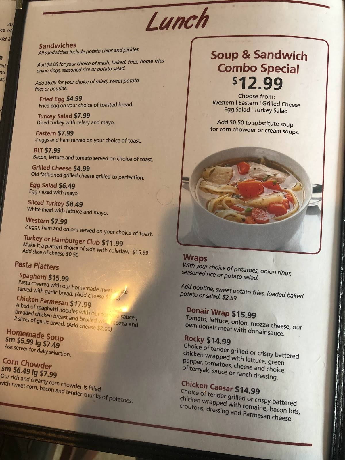 Menu at Country View Restaurant, Steeves Mountain