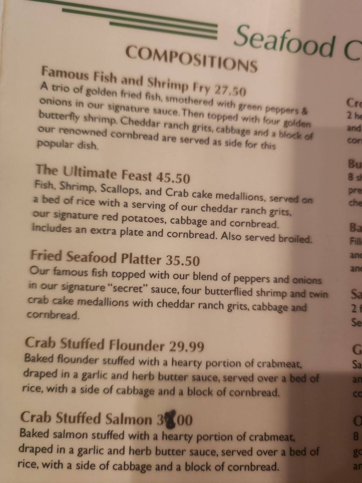 Menu at Croaker's Spot Richmond restaurant, Richmond, Hull St