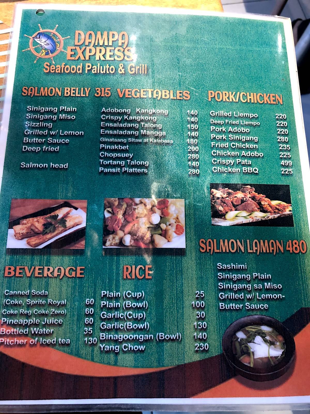 Menu at Dampa Express Katipunan restaurant, Quezon City, 1109 Katipunan Ave