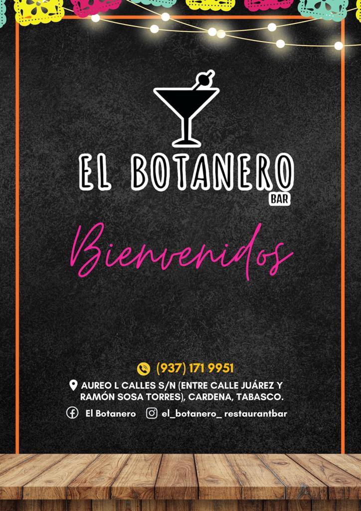 Menu at El Botanero restaurant, Cárdenas