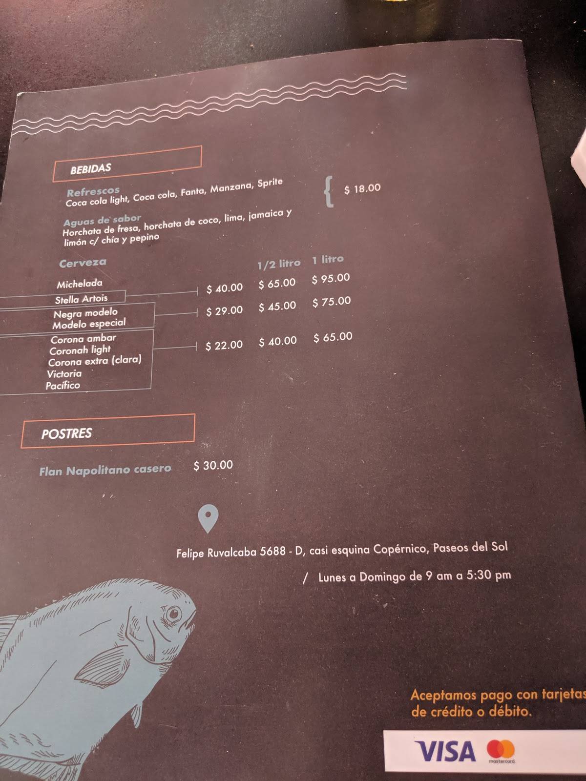 Carta del restaurante El Castillo Cocina De Mar, Zapopan, C. Felipe ...