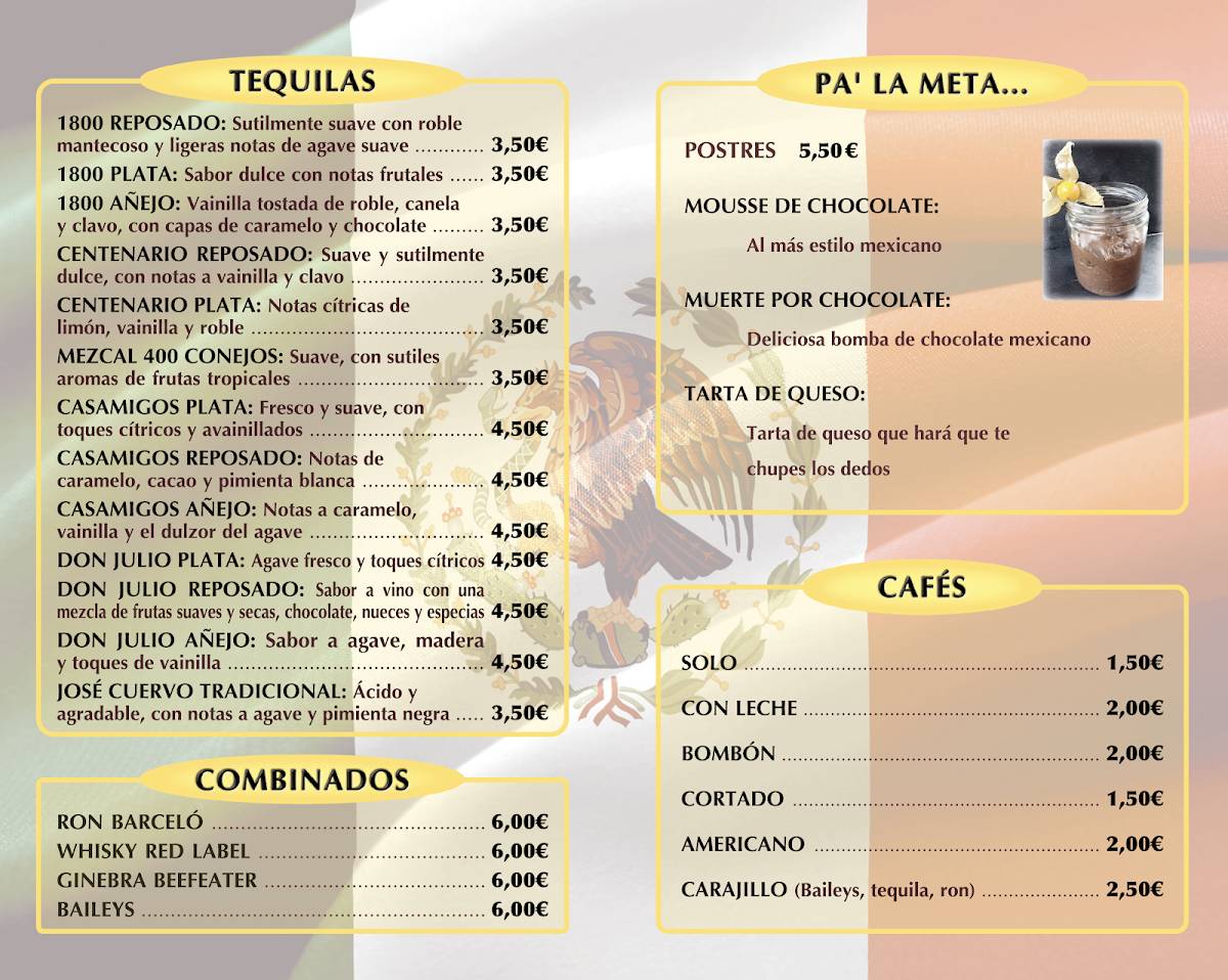 Carta de El Compadre | Restaurante mexicano | Tacos en Córdoba, Córdoba