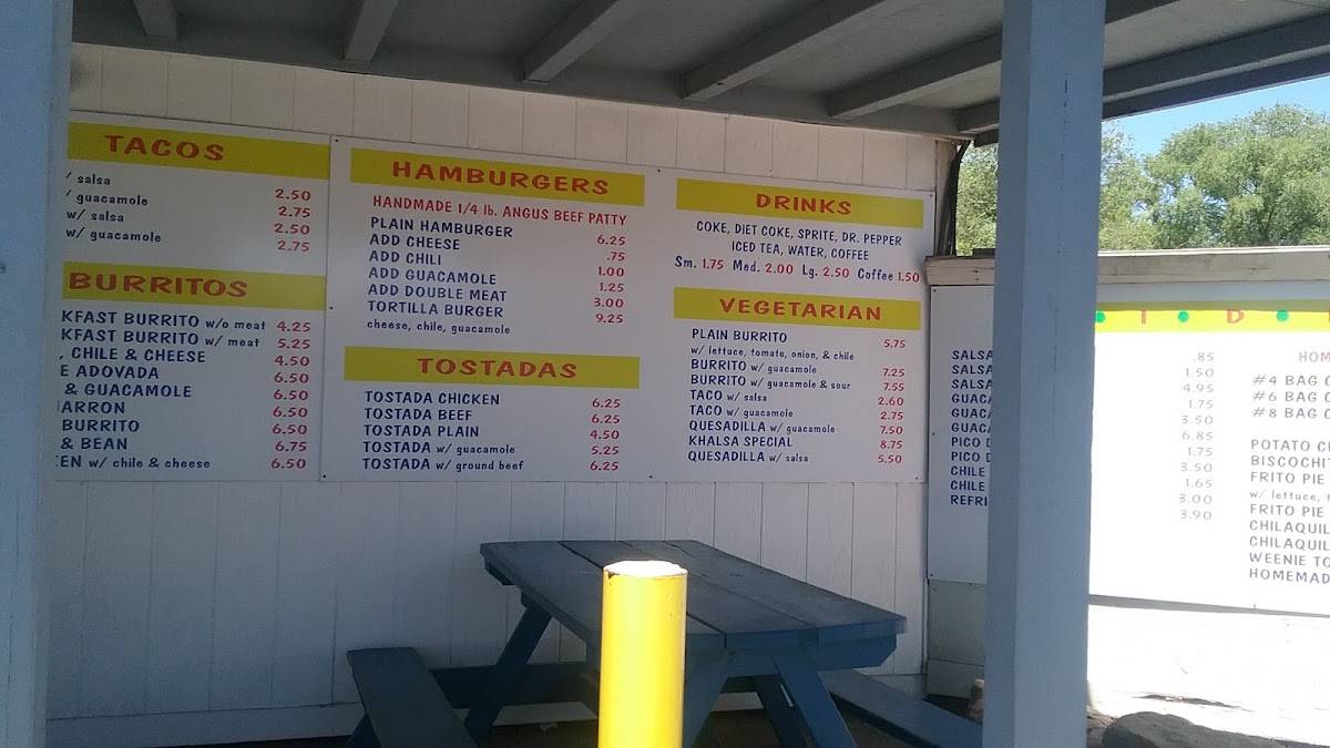 Menu at El Parasol restaurant, Española, 603 Santa Cruz Rd