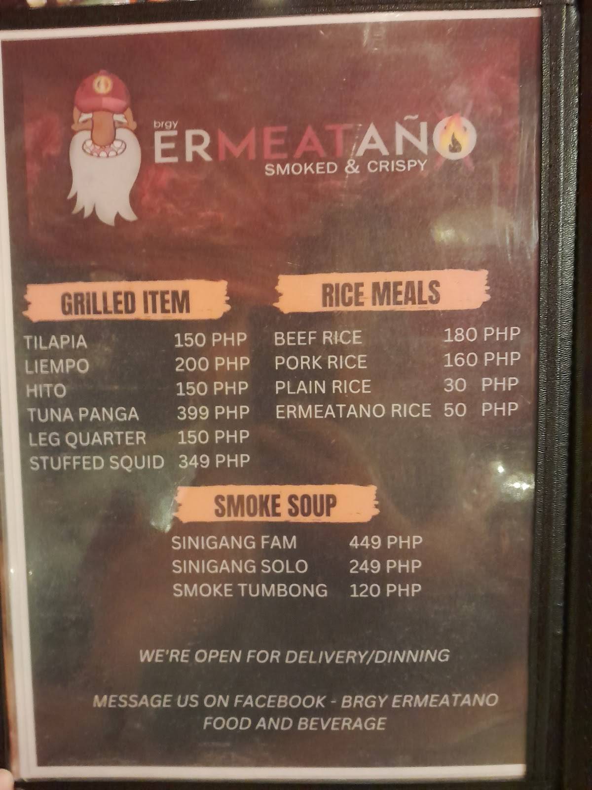 Menu at Ermeataño Antipolo restaurant, Antipolo