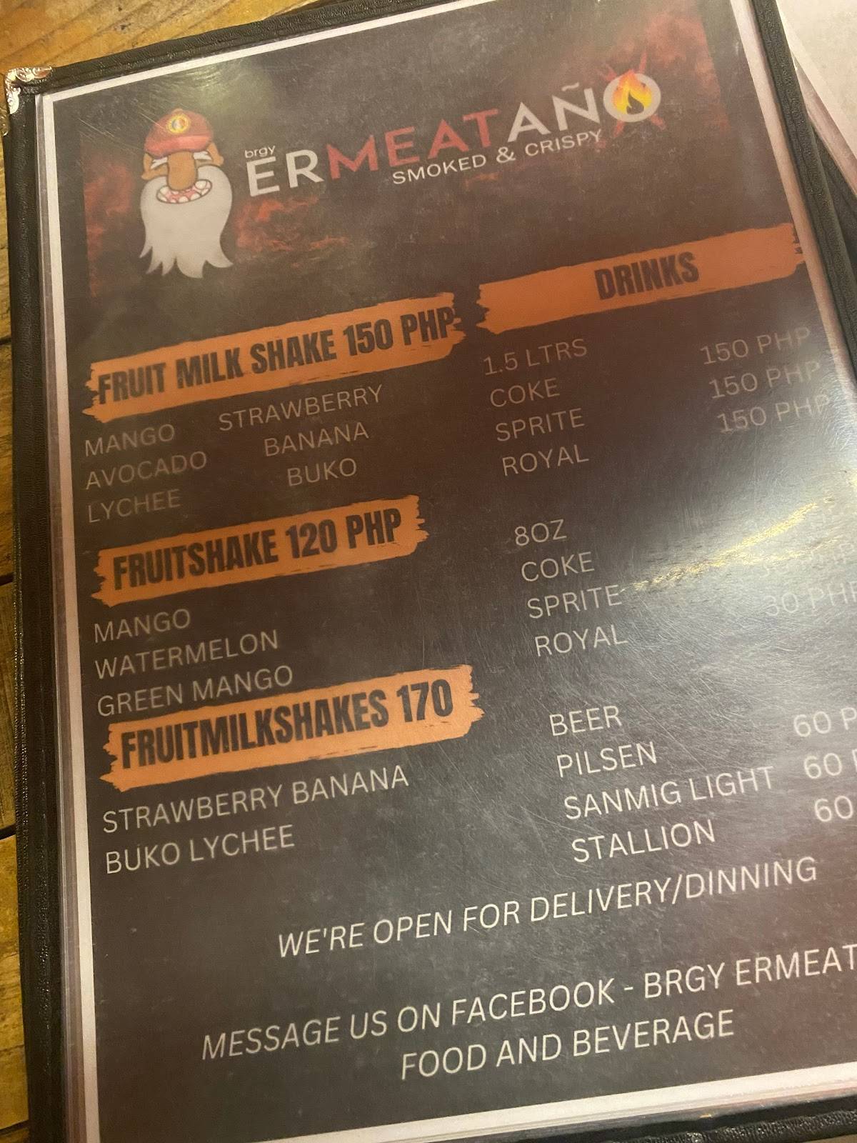 Menu at Ermeataño Antipolo restaurant, Antipolo
