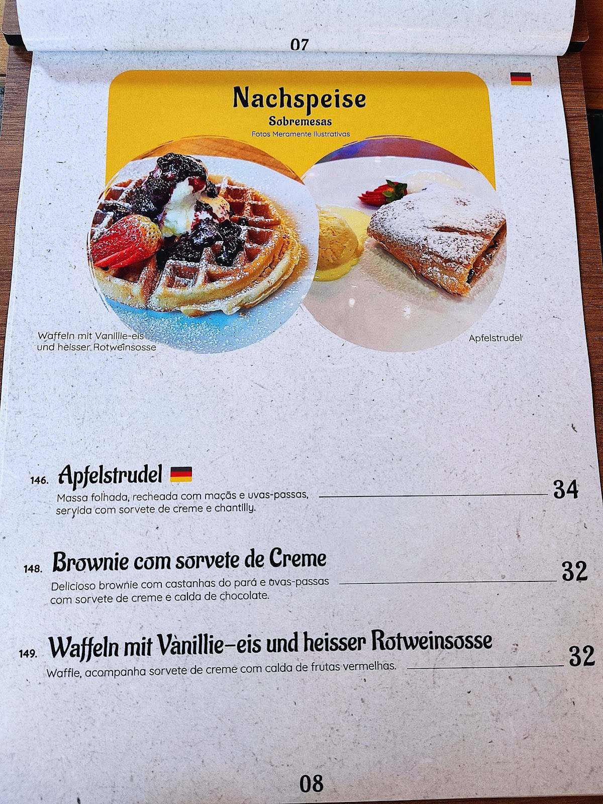 Menu at Essen Biergarden restaurant, Curitiba