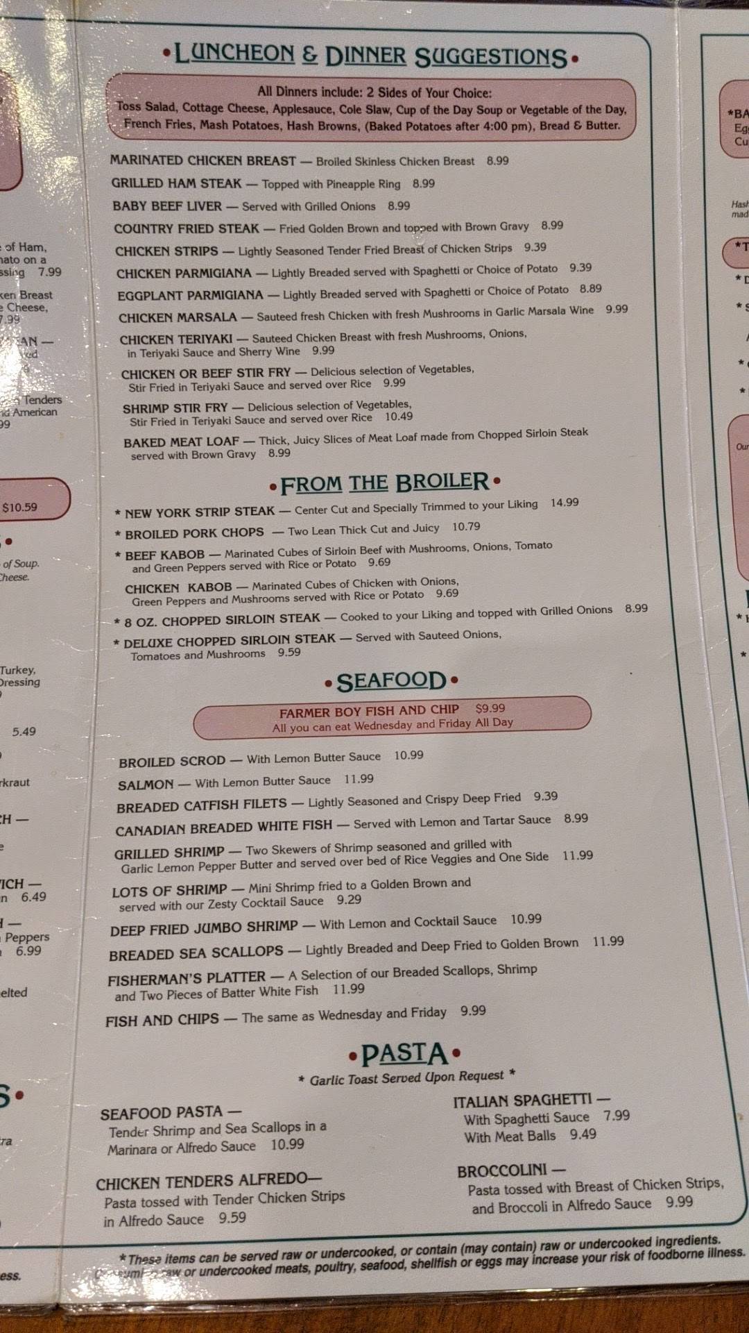 Menu at Farmer Boy Restaurant, Akron, 610 E Cuyahoga Falls Ave