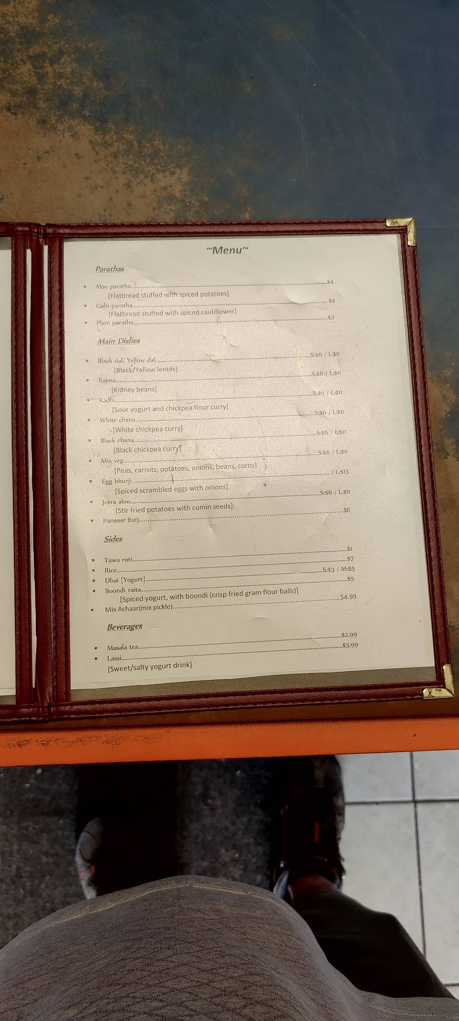 Carta de Fill 'N Chill Punjabi Restaurant, Canada