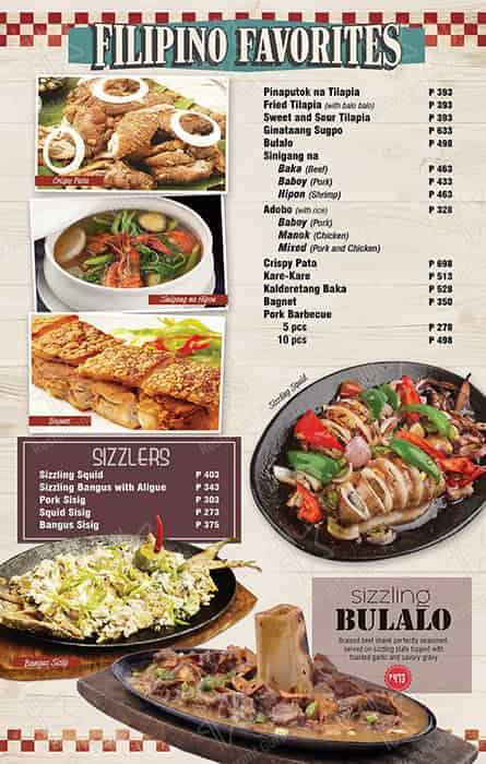 Menu at Filling Station Bar And Cafe, Makati, P Burgos