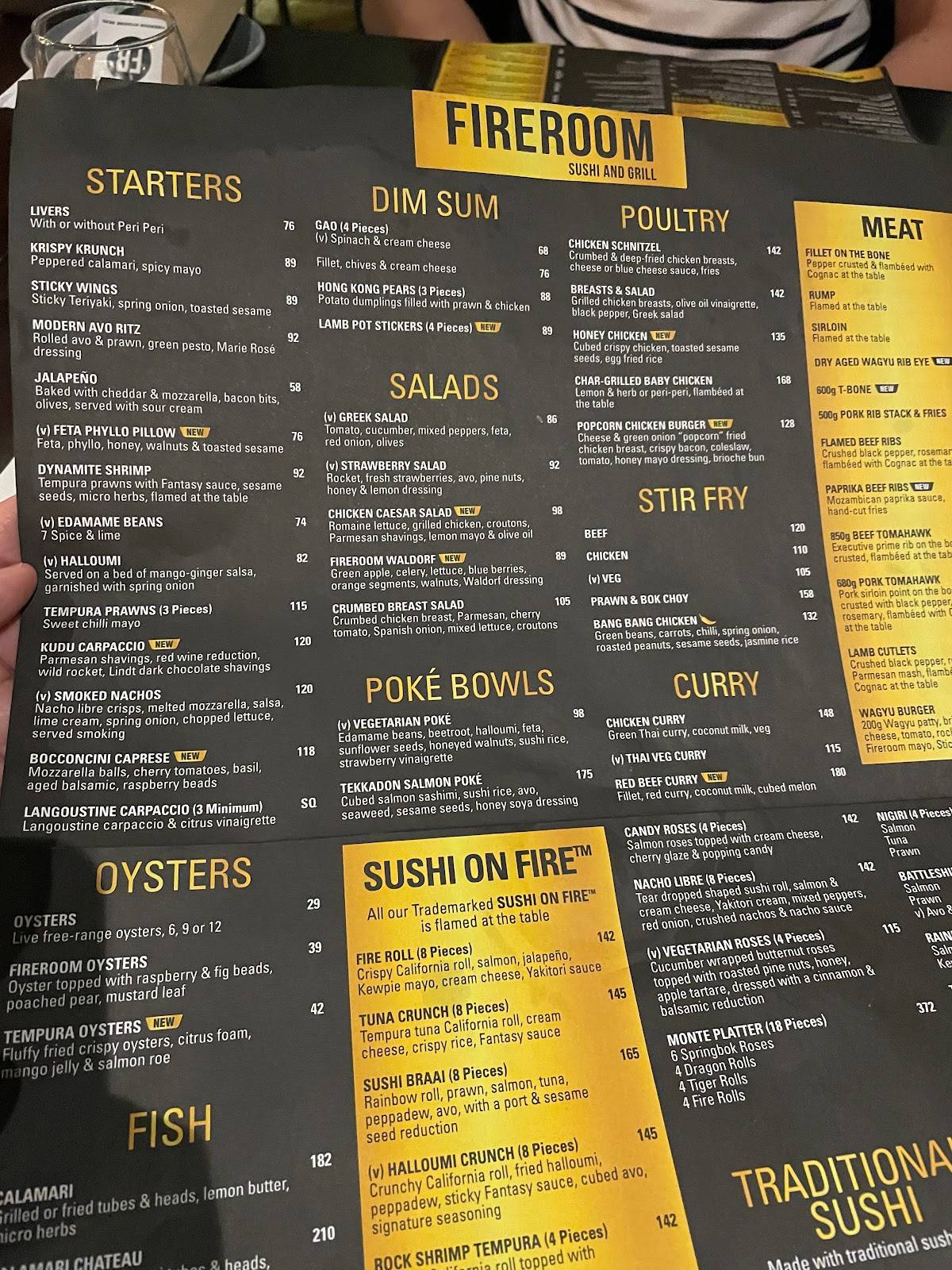 Menu at Fireroom Montecasino restaurant, Randburg, no. 64 Montecasino ...