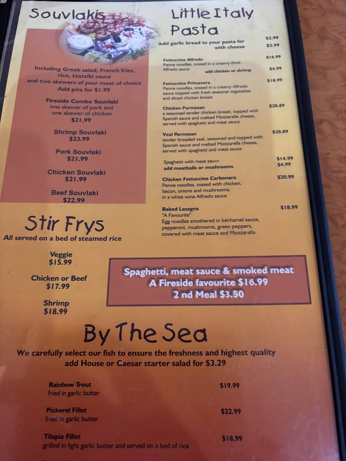 Menu at Fireside Deli & Family Restaurant, Kitchener