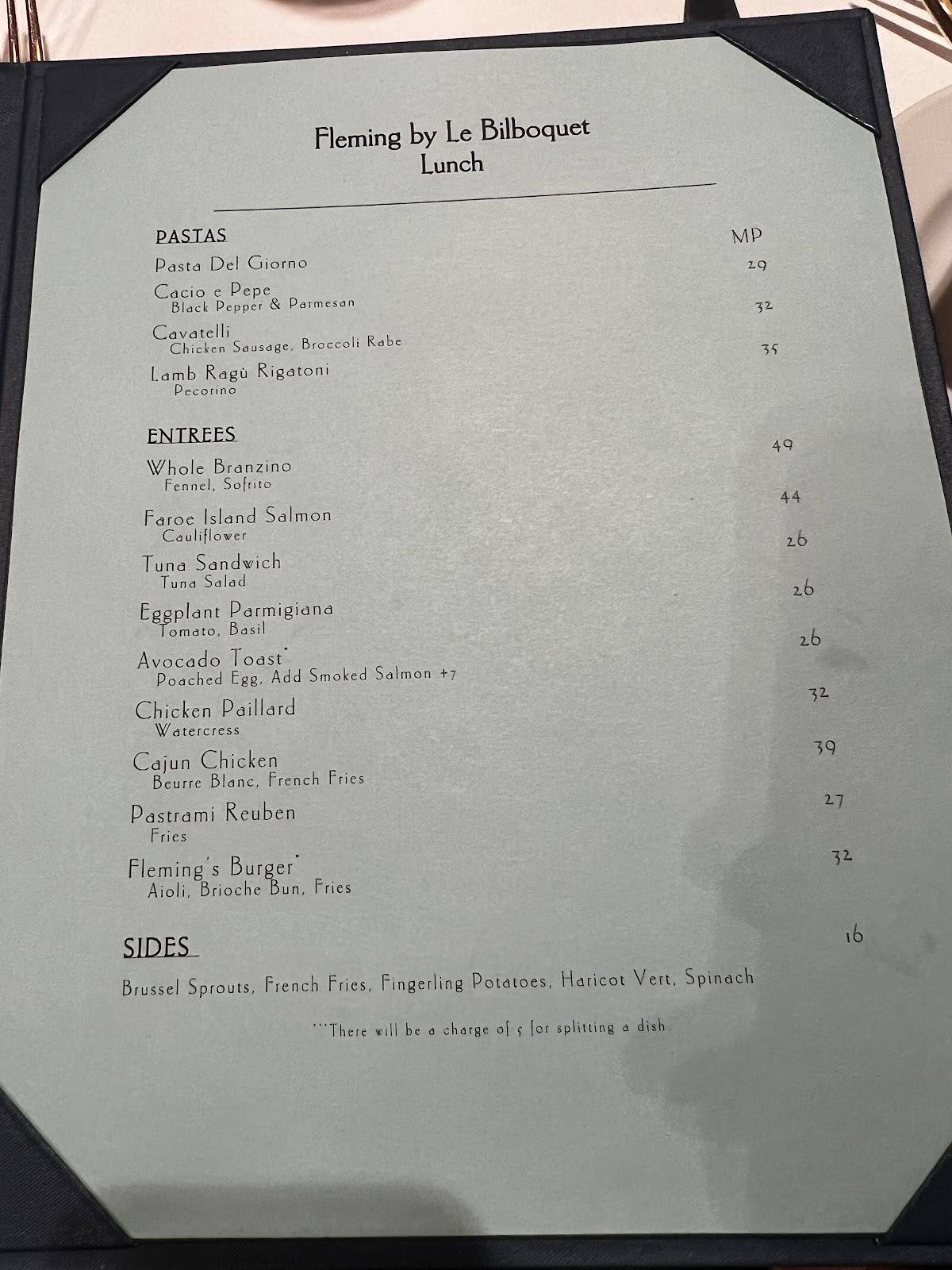Menu at Fleming by Le Bilboquet restaurant, West New York, 27 E 62nd St