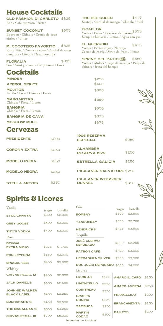 Menu at Flor de Café, Santo Domingo, Rafael Sancio 5
