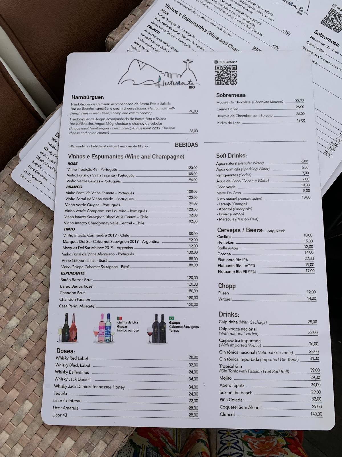 Menu em Flutuante Rio restaurante, Rio de Janeiro