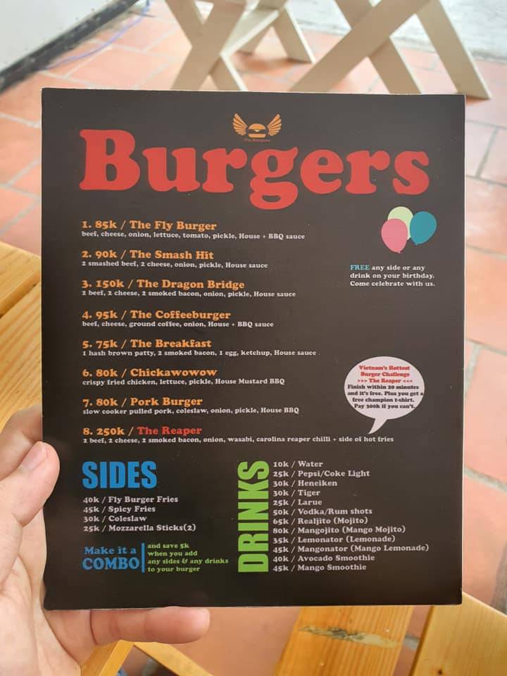 Menu at Fly Burgers-An American Kitchen restaurant, Da Nang, 03 An ...