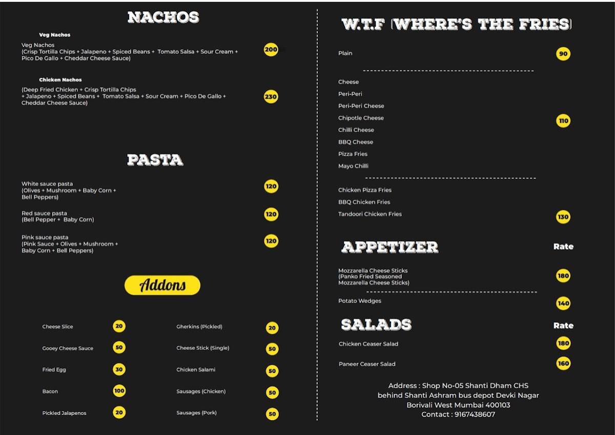 Menu at Focus on Food, Mumbai