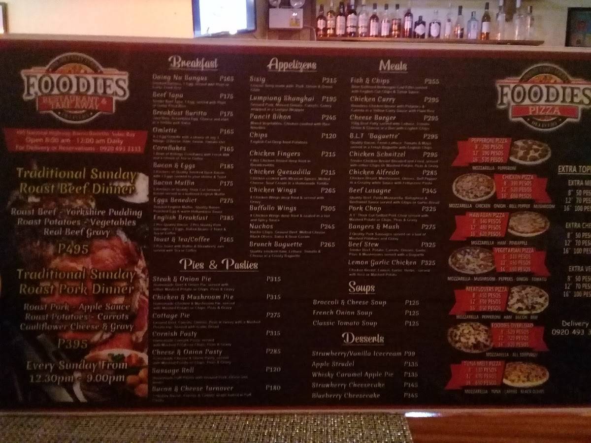 Menu at Foodies Restaurant & Takeaway, Olongapo