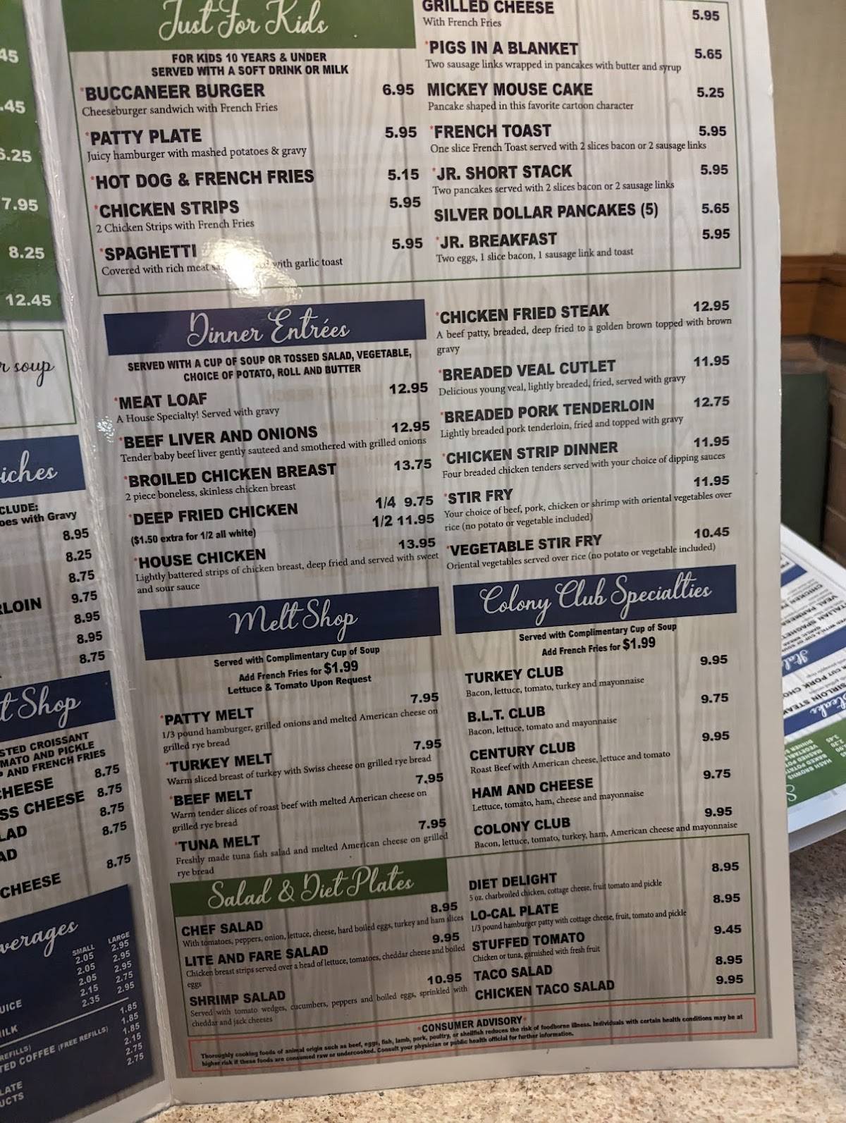 Menu at Fort Colony Restaurant, Fort Madison