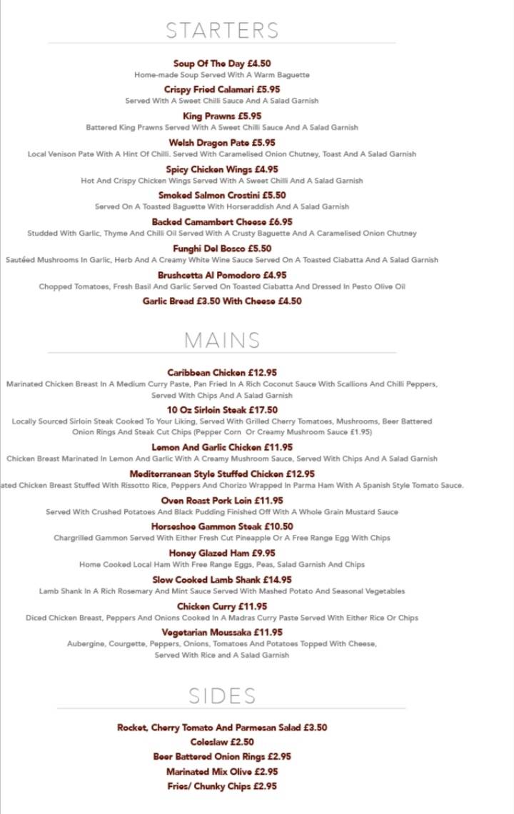 Menu at Four Seasons café and bistro restaurant, Prestatyn