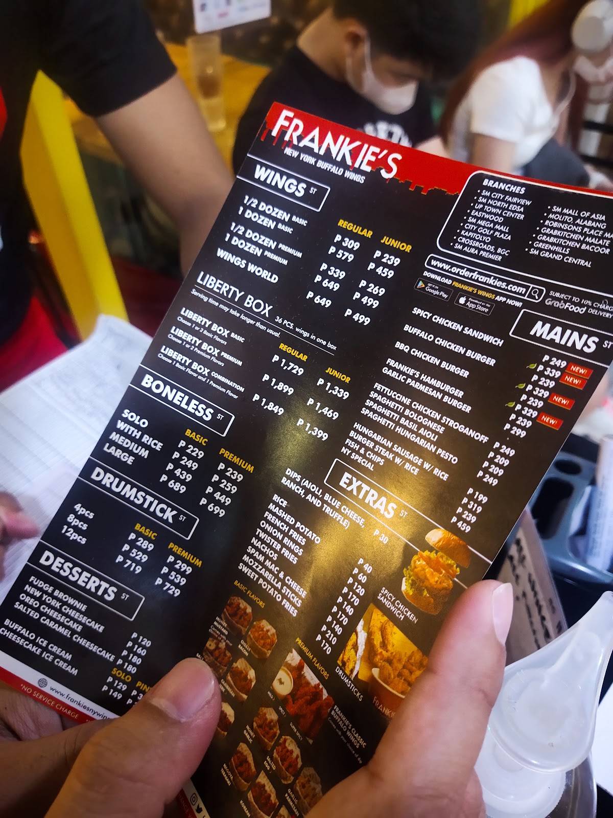 Menu at Frankie's New York Buffalo Wings - SM North EDSA restaurant ...