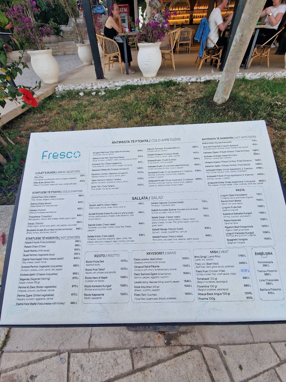 Menu at Fresco Fish Sarande restaurant, Sarandë