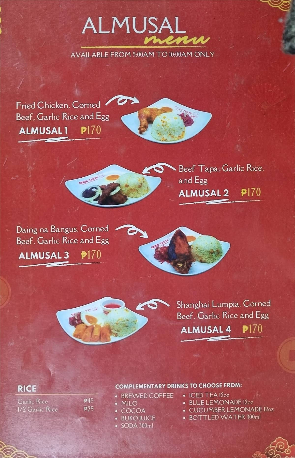 Menu at GOODTASTE RESTAURANT, Baguio, Otek St