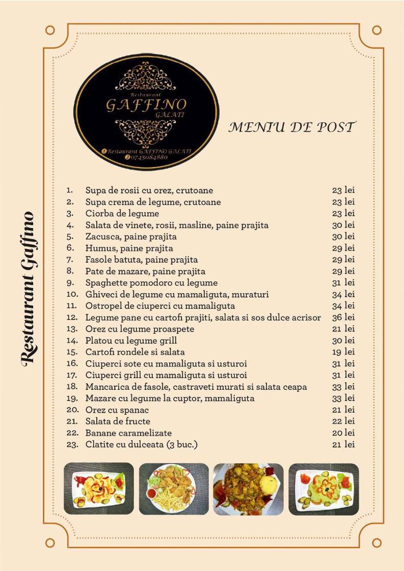 Menu at Restaurant Gaffino Galati, Galați