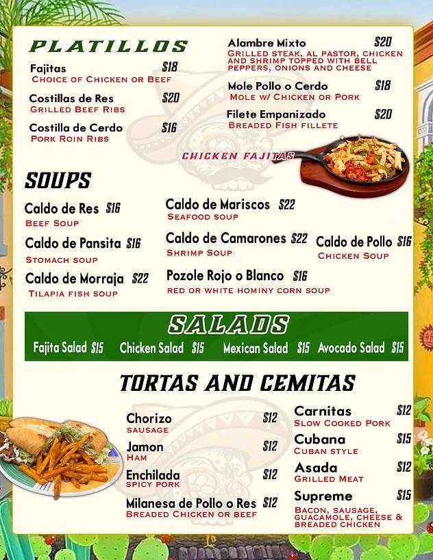 Menu at Garibaldi Mexican restaurant, Beachwood